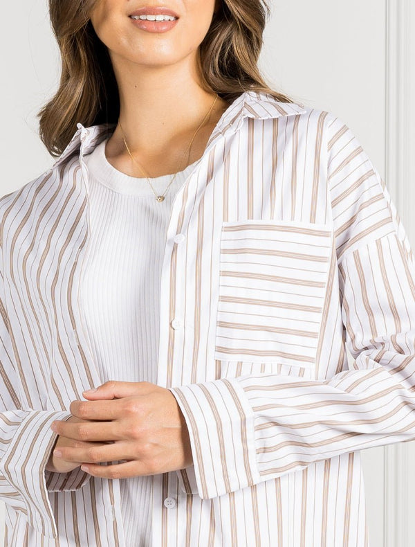 Izzy Stripe Shirt Caramel - FINAL SALE - Zjoosh