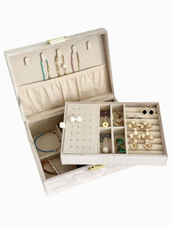 Champagne Velvet Jewellery Box | Premium Jewellery Storage - Zjoosh
