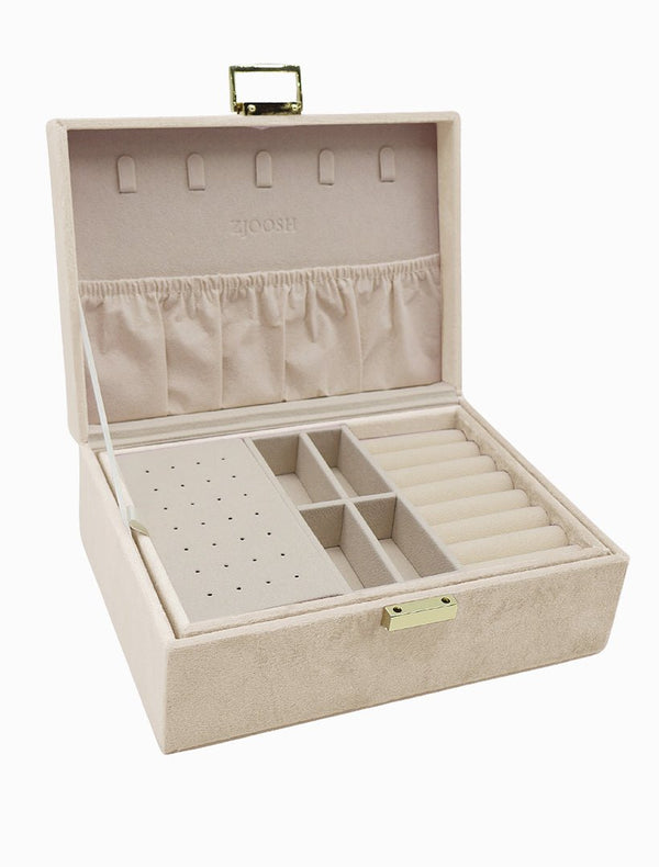 Champagne Velvet Jewellery Box | Premium Jewellery Storage - Zjoosh